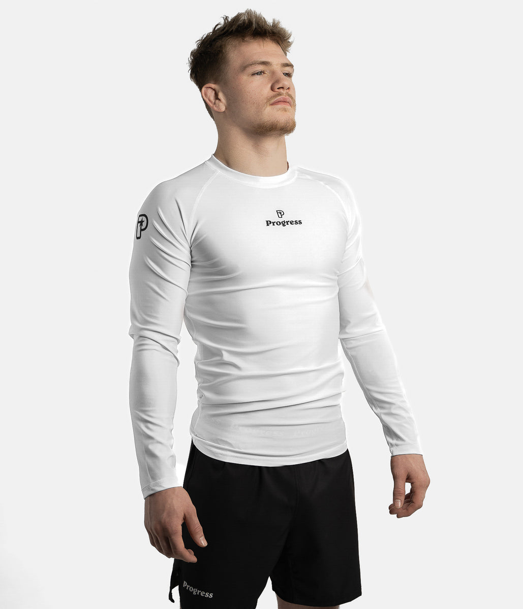 Academy BJJ Rashguard Longsleeve - White – Progress Jiu Jitsu UK